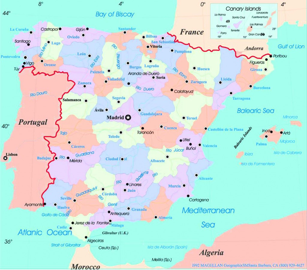 Detailed, Big Size Spain Map and Flag – Travel Around The World ...